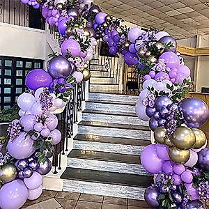 Purple Balloon Garland Kit Dark And Gold Arch Lavender Light Decoration For Baby Girl Princess Party Birthday