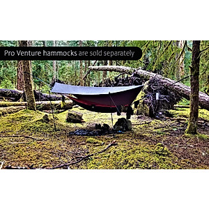 Pro Venture Waterproof Hammock Rain Fly [12ft x 9ft] - Portable Large Camping Tarp - Premium Lightweight Ripstop Nylon Cover - Fast Set Up + Accessories - A Camping Gear Essential! 12x9 ft HEX Shape