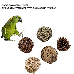 Hztyyier Bunny Chew Toy Rattan Ball Straw Rope Pine Cone for Pets Rabbits Birds Hamster Chinchilla
