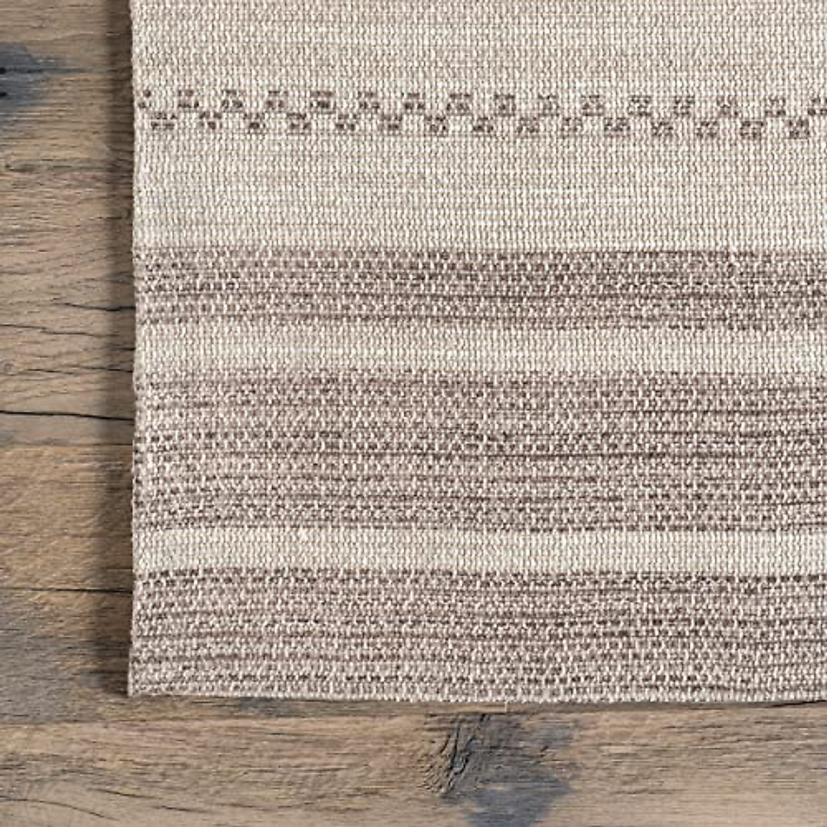 nuLOOM Sadie Hand Woven Striped Cotton Area Rug, 8' x 10', Beige