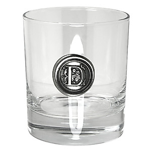 English Pewter Company 11oz Old Fashioned Whiskey Rocks Glass With Monogram Initial - Unique Gifts For Men - Personalized Gifts With Your Choice of Initial (D) MON104
