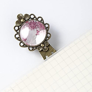 Pink Butterfly and Flowers Metal Bookmark Ruler, Bronze Book Mark Retro Bookmark for Student, Kids, Teacher, Book Club