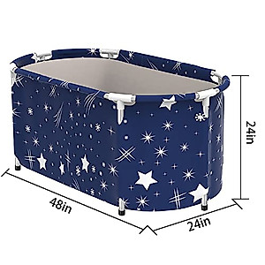 Portable Foldable Bathtub, 48" Freestanding Soaking Bath Tub for Adults, Separate Family Bathroom SPA Tub, Folding BathTub for Adult, Efficient maintenance of Temperature, Ideal for Hot Bath Ice Bath