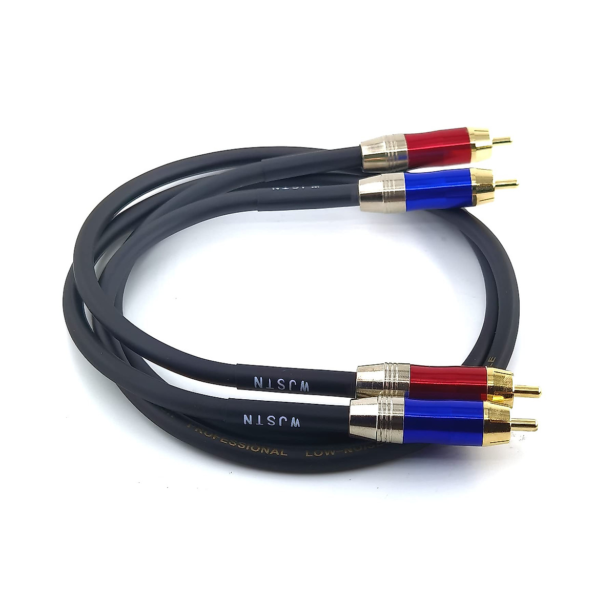 WJSTN-020 RCA to RCA Audio Cable, 1RCA Male to 1RCA Male Stereo Audio Cable Converter, Digital Stereo Audio Cable for subwoofer, Home Theater, high-Fidelity Audio-Double Shielding-2 Pack (2FT)