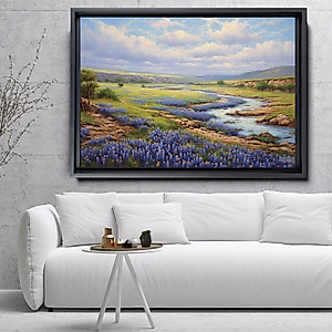 Enchanting Texas, Native Texas Hill Country Bluebonnet Landscape - Fine Art Print Mounted in a White Mat Board