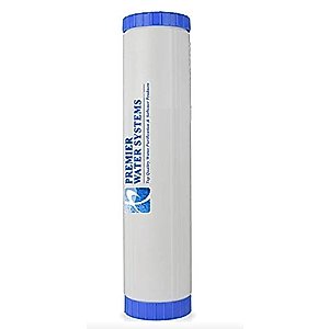 Premier Whole House Water Filter Cartridge: Bone Char for Fluoride Removal 4.5" x 20" Compatible with Big Blue 20" Housing