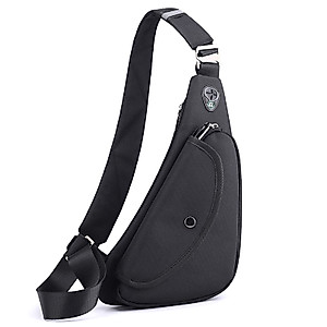 Peicees Shoulder Bag for Men Casual Sling Pack Women Mini Crossbody Chest Bags Men's Flip Small Backpack Lightweight Slim Durable Multipurpose Water Resistant (Black)