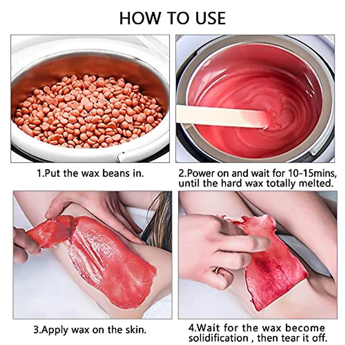 Double Wax Warmer Professional Electric Wax Heater Machine for Hair Removal, Dual Wax Pot Paraffin Facial Skin Body SPA Salon Equipment with Adjustable Temperature Set - 100 Wax Applicator Sticks