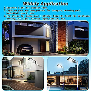 VAGUDE 1 Pack 1000W Outdoor Solar Street Lights for Outside Waterproof Motion Sensor Remote Control Dusk to Dawn high Bright Solar Powered LED Flood Light for Yard Fence Parking Garage Road etc