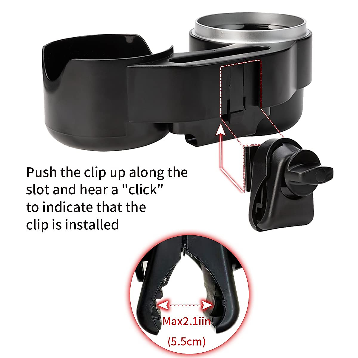 Funbliss Baby Stroller Parent Cup Holders - 4 in 1 Multifunctional Stroller Snack Tray with Phone Holder & Bonus Hooks - Removable Stroller Tray & Drink Holder,