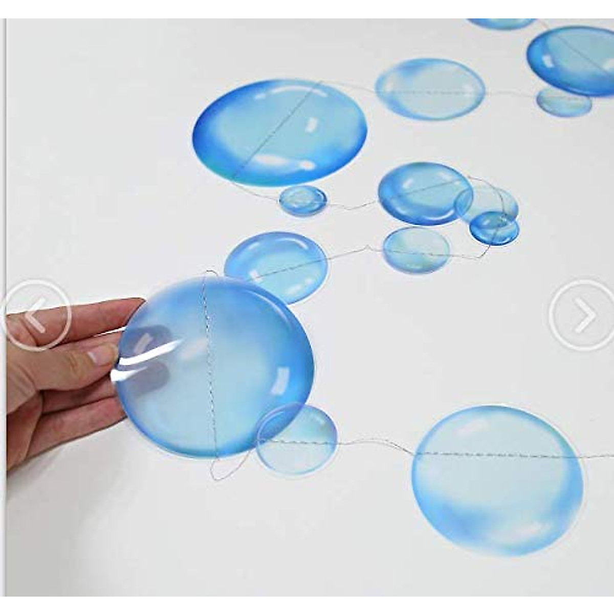4 Strings Flat Under the Sea Blue Bubble Garlands for Little Mermaid Party Decorations transparent Floating Hanging Bubbles Streamer Pool Ocean Kids Birthday Baby Shower Bday Wedding Baby Shower Decor
