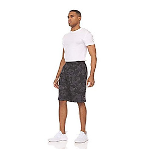 Spalding Mens Performance Regular Fit Fleece Sweat Short, 10" Inseam, Black Bio Camo, M