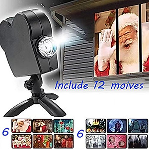 Halloween Window Projector,Christmas Led Holographic Projection Lamp,12 Movies,Used for Halloween Outdoor Garden Decoration Family Outdoor Party