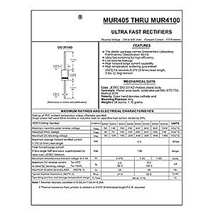 Tvoip 30Pcs MUR460R MUR460 460 DO-201 4A 600V Line Recovery Type Diode MUR460
