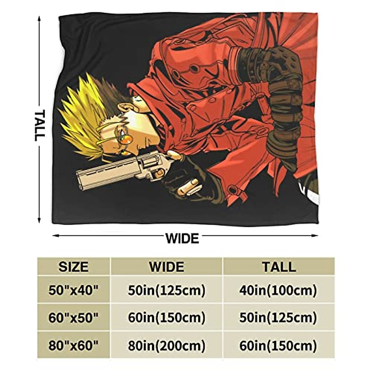 Trigun VASH The Stampede Soft Flannel Fleece Blanket Plush Fuzzy Throw Blankets for Bed Couch Living Room 60"x50"