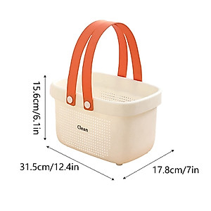 Plastic Bathroom Storage Basket Portable Shower Caddy Tote with Handles Hamper for Bathroom Pantry Kitchen College Dorm Room Camp (Green 10''L x 7"W x 6''H)