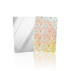 Carosoffe Watercolor Flowers Small Compact Mirror for Purse, Teal Pink Ombre Botanical Floral Travel Makeup Mirror for Women Men, Rectangular Handheld Compact Pocket Mirror 1 PCS