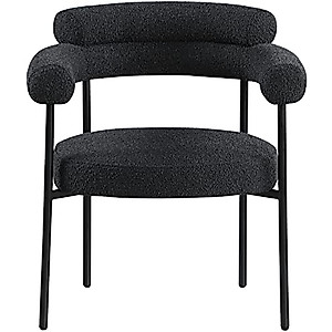 Meridian Furniture Blake Collection Modern | Contemporary Boucle Fabric Upholstered Dining Chair with Metal Frame, Set of 2, 28.5" W x 24" D x 31.5" H, Black