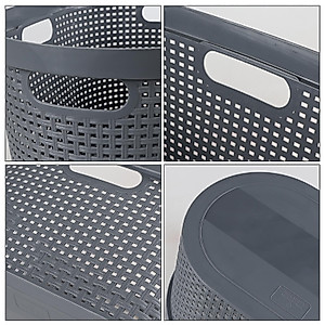 Parlynies 40 Liter Ultra Laundry Hamper, Large Laundry Basket with Cutout Handles to Easily Carry Clothes, Grey, 4-Pack