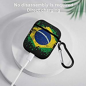 Musical Brazil Flag Airpods Case Cover for Apple AirPods 2&1 Cute Airpod Case for Boys Girls Silicone Protective Skin Airpods Accessories with Keychain