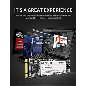 GENSER M2 SATA SSD 1TB Solid State Drive 1000GB M.2 NGFF 2280 Internal Hard Disk HDD for Desktop Laptop (B-1TB)