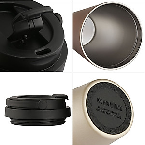 18/8 Stainless Steel Double Wall Vacuum Insulated Travel Coffee Mug with Handle/Portable Thermal Cup,Wide Mouth Tumbler with Leak Proof Lid,17oz,Brown