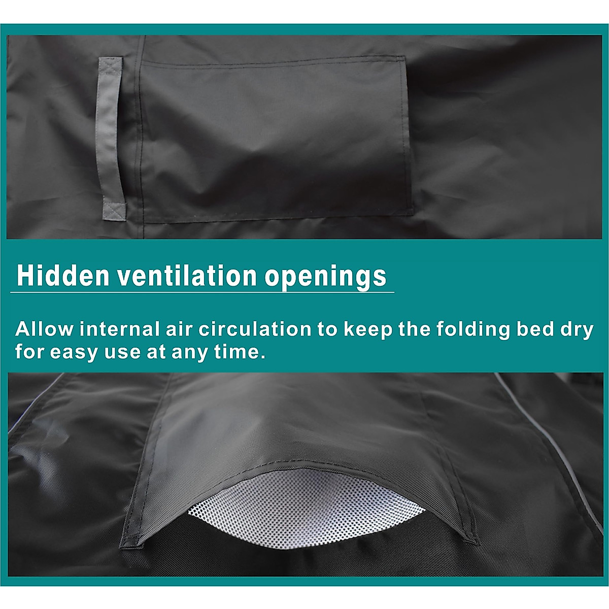 Folding Bed Storage Cover - 38" Waterproof Dustproof Universal Rollaway Bed Protector Cover - Fits 38 Inch Folding Bed (39 "L × 15" W × 44.8 "H) - Black