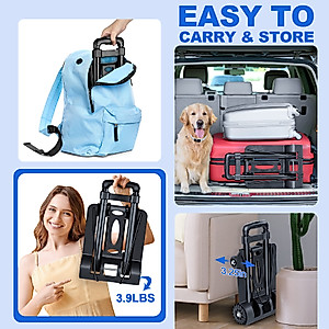 ROYI Folding Hand Truck,290lbs Heavy Duty Luggage Cart with Elastic Bungee Rope,4 Wheels Solid Construction Fold Up Dolly Compact Lightweight Utility Cart for Luggage Travel Shopping Moving Office Use