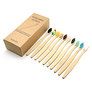 10 Pack Bamboo Toothbrushes, YOURSEE Natural Bamboo Toothbrush Eco-Friendly Organic Biodegradable Bamboo Handle and BPA Free Soft Bristles For Sensitive Gums