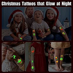 Partywind 204 PCS Individually Wrapped Glow Christmas Tattoos for Kids Stocking Stuffers, Christmas Party Decorations Favors Gifts, Xmas Holiday Goodie Bag Fillers Games Toys