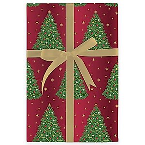 Design Design Christmas Wrapping Paper -Two Continuous Rolls Christmas Gift Wrap, Jumbo Rolls 30 Inches x 10 Feet Per Roll - Green, Gold and Red Wrapping Paper