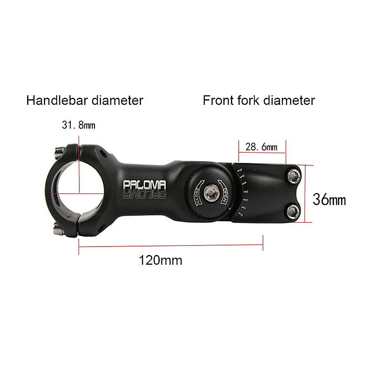 catazer MTB Bicycle Stem Adjustable 0~60 Degree Handlebar Tube Stem for Most Bike Road Bike MTB BMX 25.4 28.6 31.8 Stem 90-130mm (28.6x31.8x120mm)