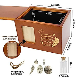 GAGILAND Pet Ashes Keepsake Box, Pet Urns for Dogs or Cats Ashes with Keepsake Vial, Funeral Wooden Pet Cremation Urns with Photo Frame, Memorial Urns for Pet Ashes Dog Cat (Large)