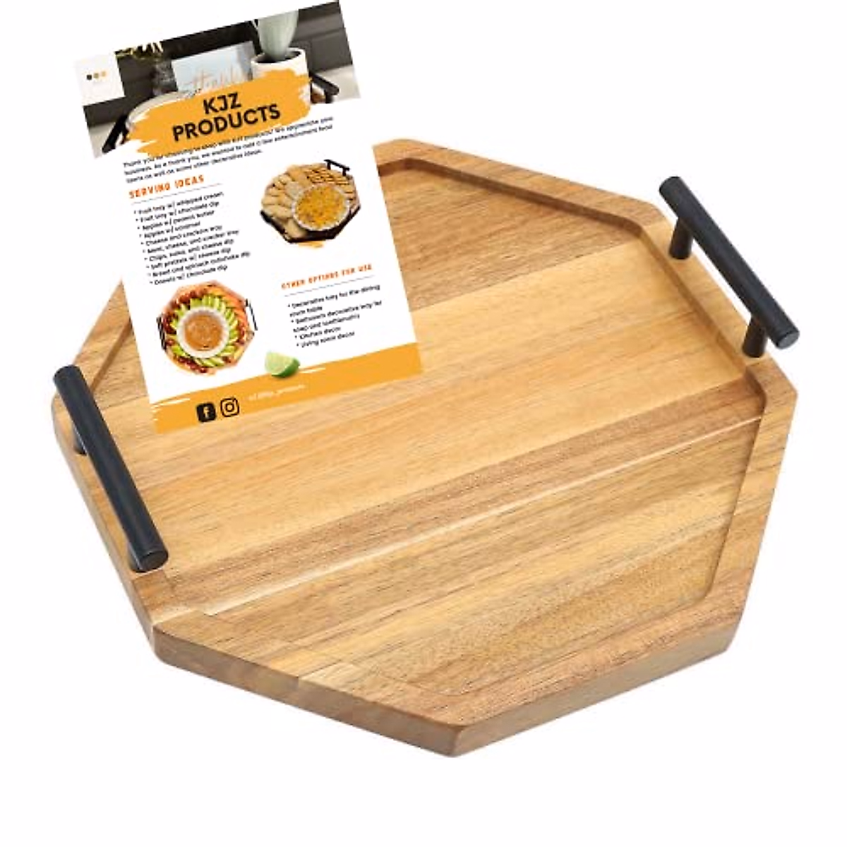 Serving Tray with Black Handle - Farmhouse Decor - Decorative Tray - Serving Tray, Serving Tray with Handles