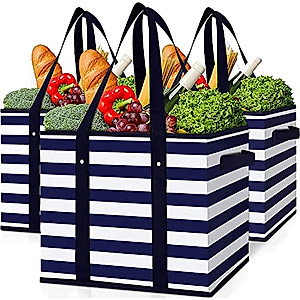 WISELIFE 3 Pack Reusable Grocery Bags Large Shopping Bags, Water Resistant Grocery Tote Bag Collapsible Heavy Duty Tote Bags for Shopping Picnic