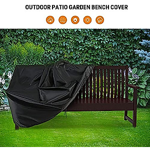 POMER Garden Bench Covers 2 Seater, Waterproof and Anti-UV Durable Fabric Outdoor Patio Loveseat Cover for 2/3 Patio Sofa