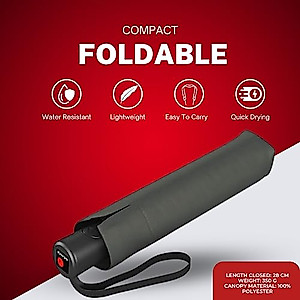 Knirps A.200 Medium Duomatic Automatic Open Close Rain Umbrella - Compact Windproof Umbrella for Rain - Durable Travel Umbrella for Adults - 97cm Diameter Retractable Umbrella & Carrying Case, Grey