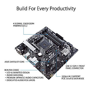 ASUS Prime B450M-A II AMD AM4 (Ryzen 5000, 3rd/2nd/1st Gen Ryzen Micro ATX Motherboard (128GB DDR4, 4400 O.C.), NVMe, HDMI 2.0b/DVI/D-Sub, USB 3.2 Gen 2, BIOS Flashback, and Aura Sync)