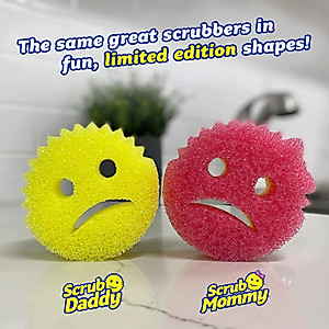 Scrub Daddy Sad Mommy and Daddy - Scratch-Free Multipurpose Dish Sponge - BPA Free & Made with Polymer Foam - Stain, Mold & Odor Resistant Kitchen Sponge (2 Count)