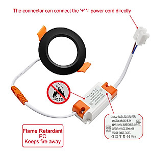 2 inch LED Recessed Lighting Dimmable Downlight, 3W(35W Equivalent), 3000K Warm White, Black LED Recessed Light with LED Driver (8 Pack)