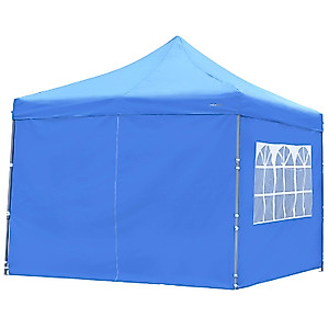 10x10 Ft Pop up Canopy Tent Instant Folding Shelter with 4 Removable Sidewalls for Tailgating Party Blue