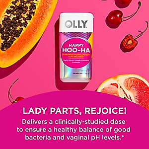 OLLY Happy Hoo-Ha Capsules, Probiotic for Women, Vaginal Health and pH Balance, 10 Billion CFU, Gluten Free - 25 Count