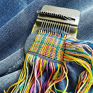 quirzx Darning Loom Speedweve Type Weave Tool, 14 Hooks Convenient Small Weaving Loom Kit for Beginners Quickly Mending Jeans, Repair Holes, DIY Beautiful Weaving Arts on Clothes Socks