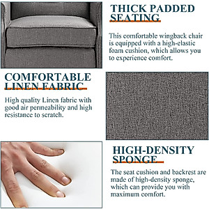 OQQOEE Wingback Recliner Chair Set of 2 with Massage & Heat Vibration, Fabric Push Back Accent Chairs Diamond Tufted Reclining Armchair for Living Room, Bedroom (Fabric, Grey*2)