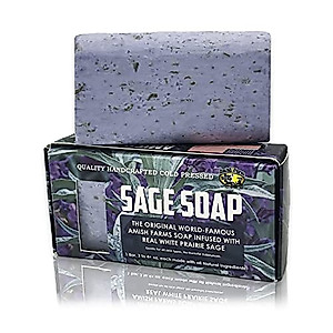 Amish Farms Natural Soap Bar With Exfoliating Sage, Lavender Scent, Made in USA - Homemade, Handcut, Vegan Face & Body Soap Scrub for Sensitive Skin - No Paraben or Sulfates (1 Bar)