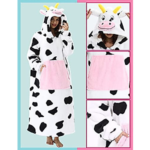 Oversized Wearable Blanket Sweatshirt for Adult Cute Animal Hoodie Blanket Jacket with Sleeves and Giant Pocket