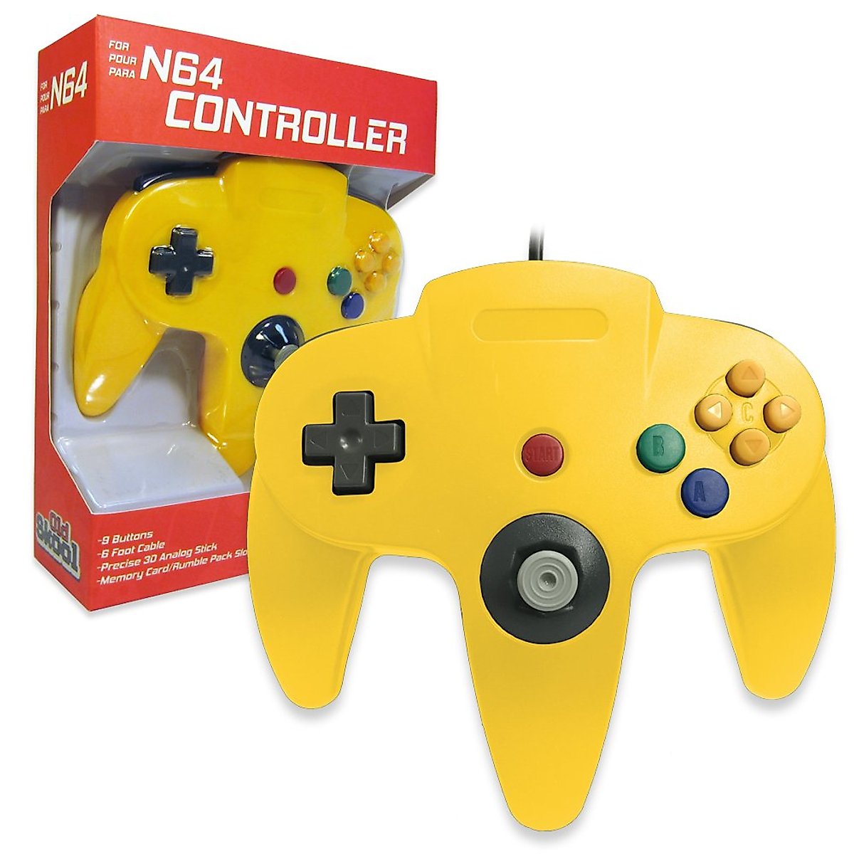 Old Skool Classic Wired Controller Joystick for Nintendo 64 N64 Game System - Yellow