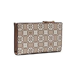 kate spade new york Spade Flower Monogram Coated Canvas Small Slim Bifold Wallet Natural Multi One Size