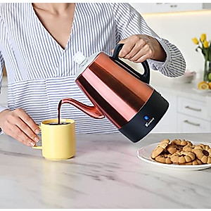 Number 1 In Service Euro Cuisine Electric Percolator Coffee Maker, Stainless Steel Coffee Machine Percolators Fast and Portable Coffee Pot, Detachable Cord and Cool Touch Handle (8 Cup)