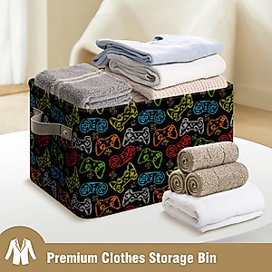 Game Gamepad Controllers Storage Basket 2 pcs Large Foldable Storage Bin Cube Collapsible Organizer with Handles for Storage Toy Storage